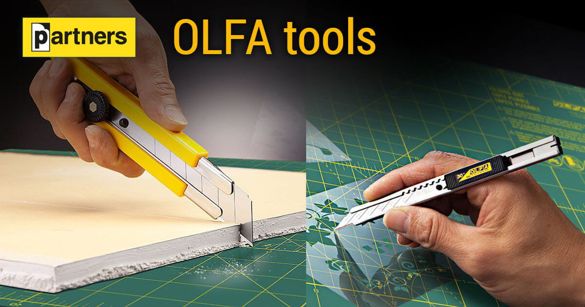 OLFA snap-off blade knives for cutting paper, cardboard, films, floorings